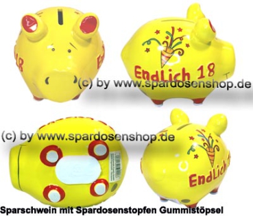 KCG Endlich 18 klein gelb Sparschwein & Spardose - Zubehör